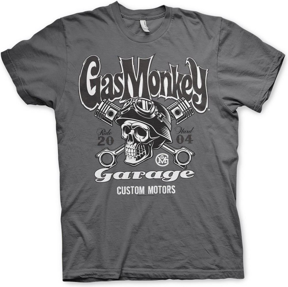 Gas Monkey Garage GMG Custom Motors Skull T-Shirt Dark-Grey | T-Shirts ...