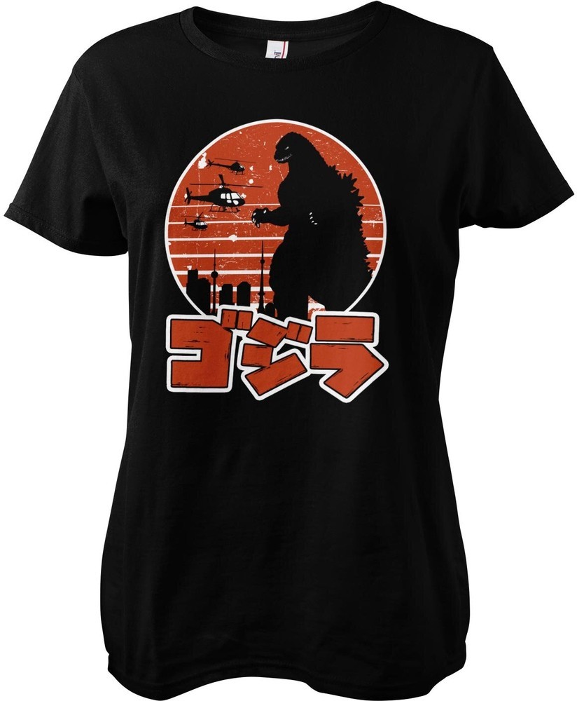 Godzilla Japanese Logo Girly T-Shirt Black | Female Shirts | Filme ...