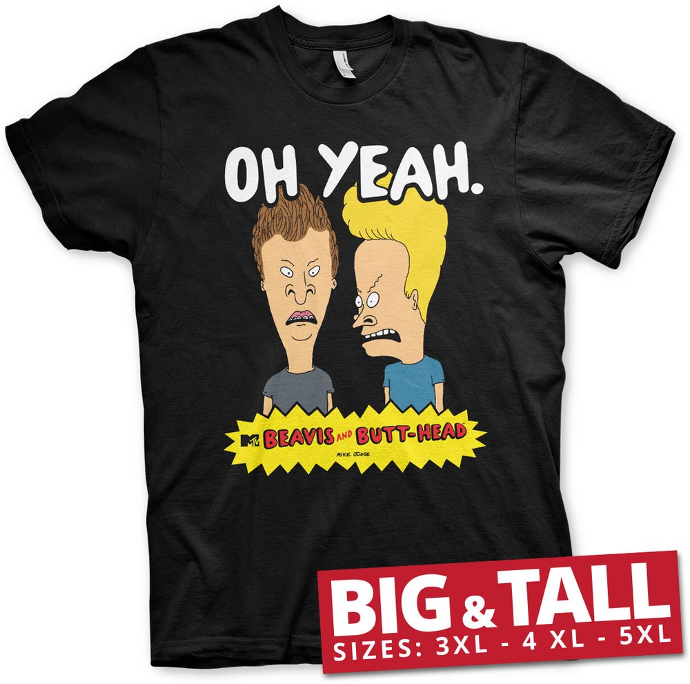 Beavis and Butt-Head Oh Yeah Big & Tall T-Shirt Black | T-Shirts / Tops ...