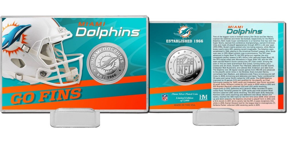Miami Dolphins Team History Silver Coin Card American Football NFL ...