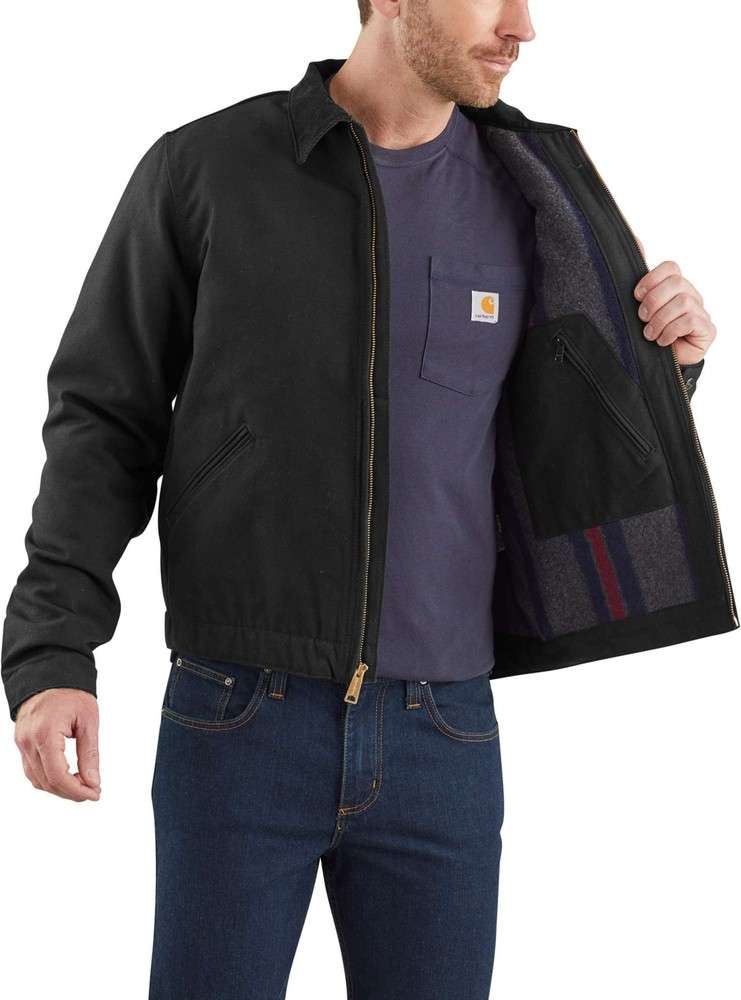 Carhartt Herren Jacke Duck Detroit Jacket Black Jackets Coats Men s Clothing Workwear kustom kult