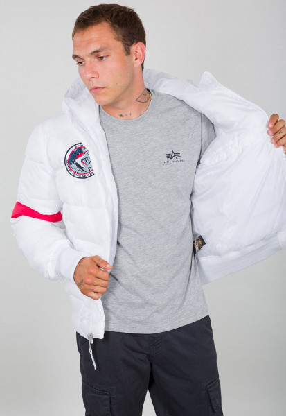 Alpha Industries Hooded Puffer FD NASA Jacke White | Jacken / Westen ...