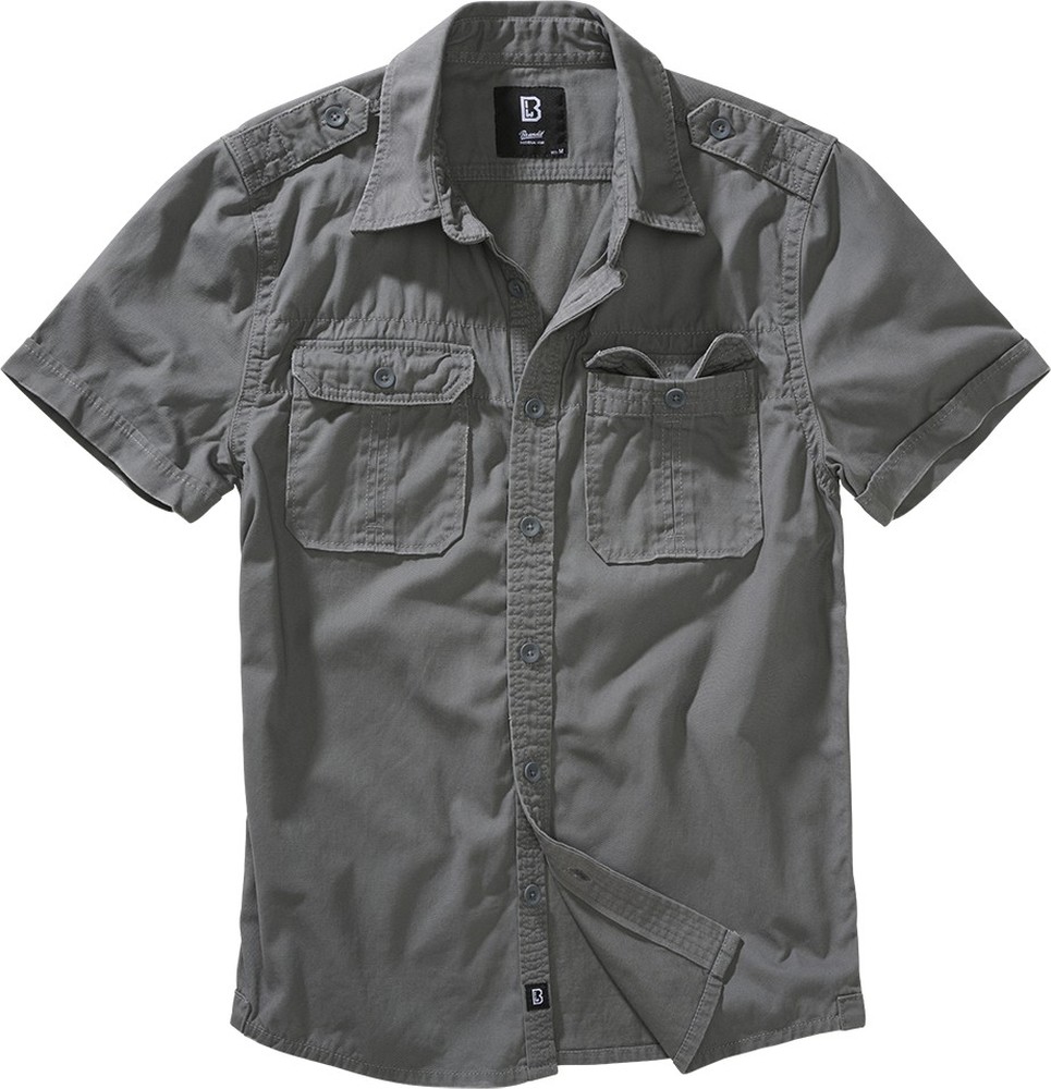 Brandit Herren Hemd Vintage Shirt Short Sleeve Charcoal Grey | Hemden ...